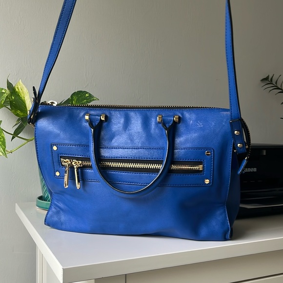 Milly | Bags | Milly Blue Leather Bag Gold Hardware | Poshmark